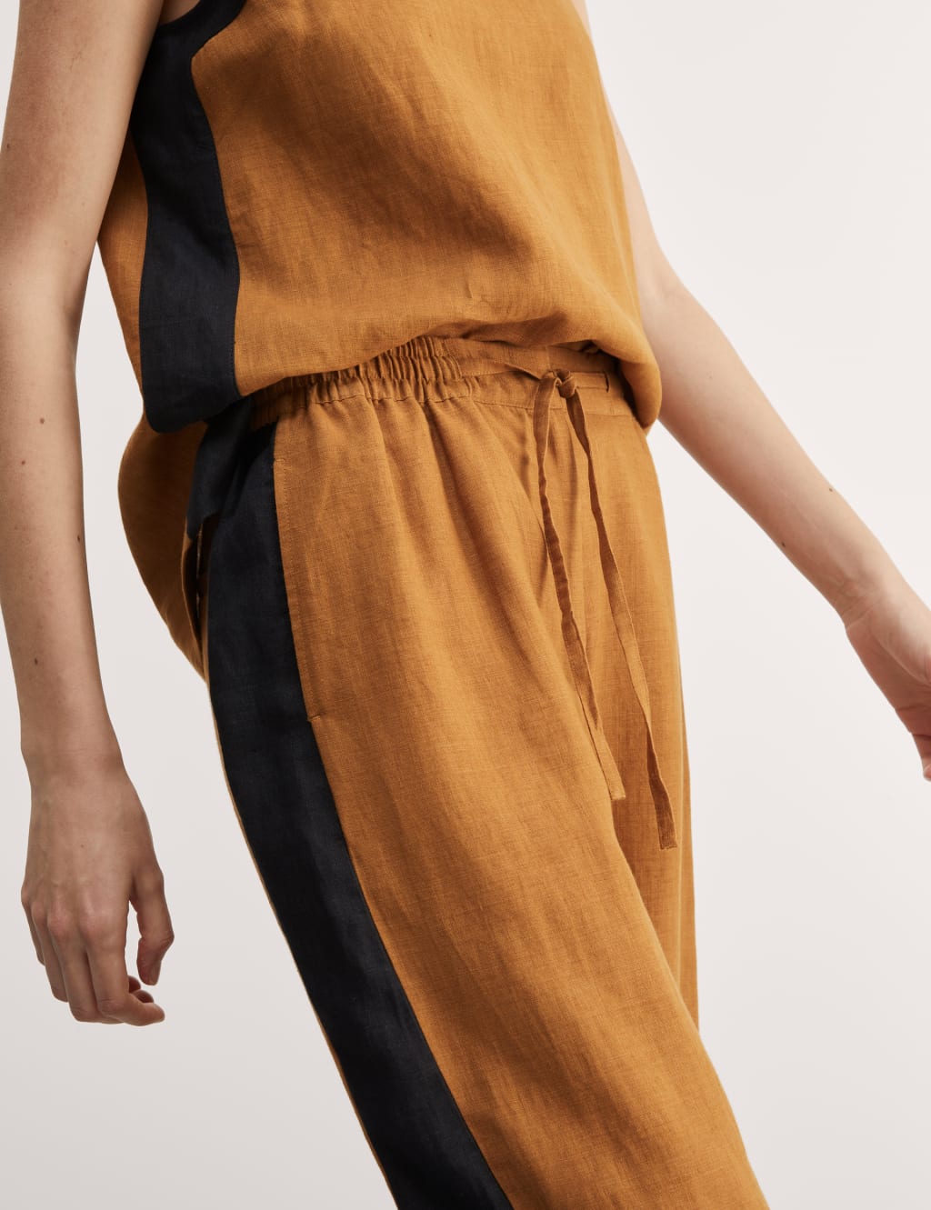Pure Linen Side Stripe Wide Leg Trousers | JAEGER | M&S