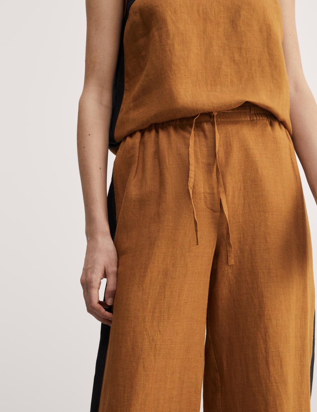 Pure Linen Side Stripe Wide Leg Trousers | JAEGER | M&S