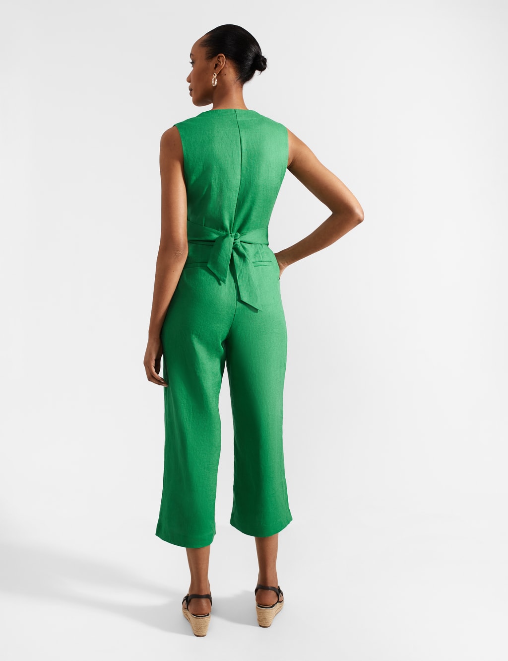 Pure Linen Sleeveless Cropped Jumpsuit | HOBBS | M&S