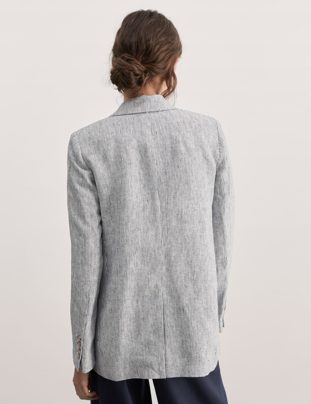 Pure Linen Striped Double Breasted Blazer | JAEGER | M&S