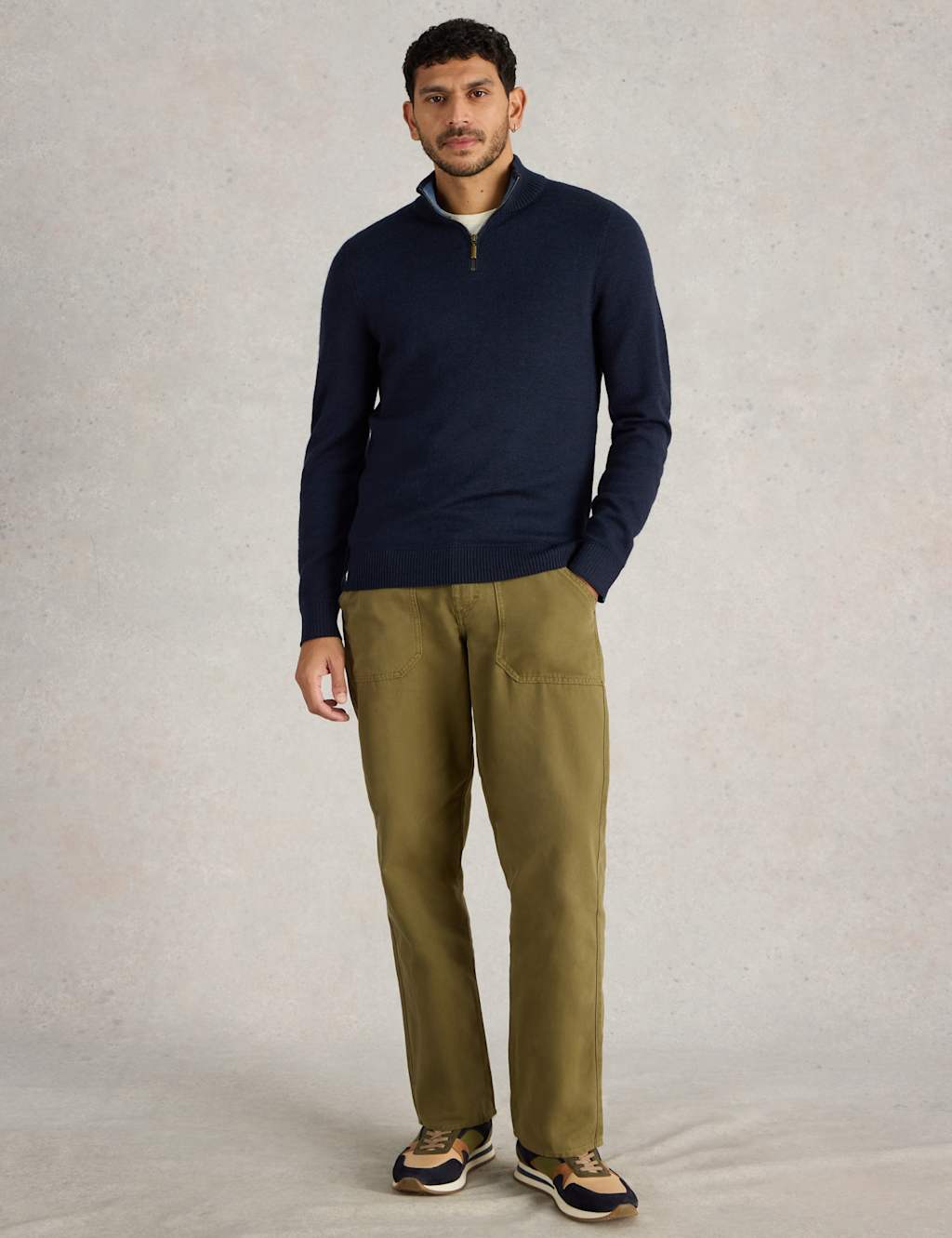 Pure Merino Wool Funnel Neck Half Zip Jumper | White Stuff | M&S