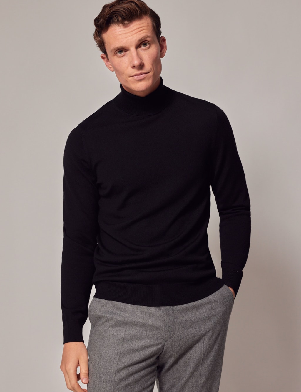 Pure Merino Wool Roll Neck Jumper | Hawes & Curtis | M&S