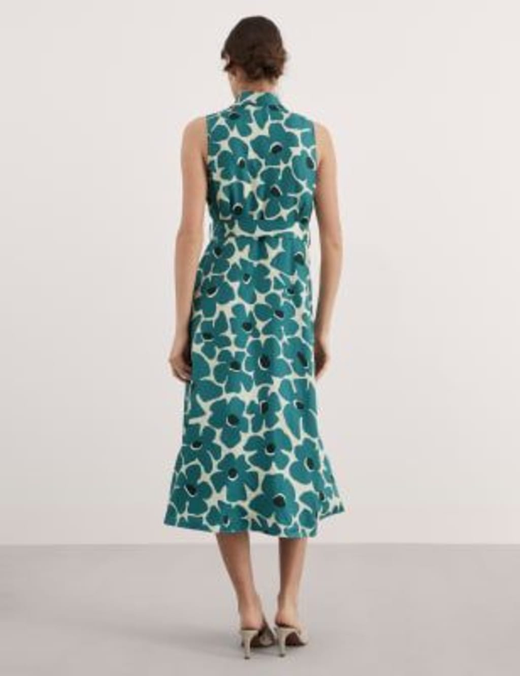 Pure Silk Floral Midi Skater Dress Jaeger Mands