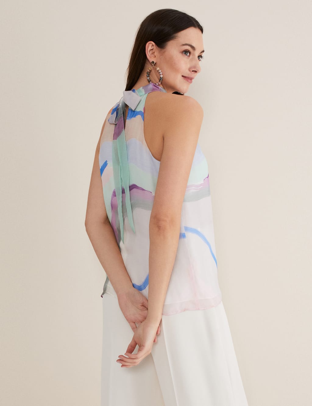 Pure Silk Printed Halter Neck Top | Phase Eight | M&S