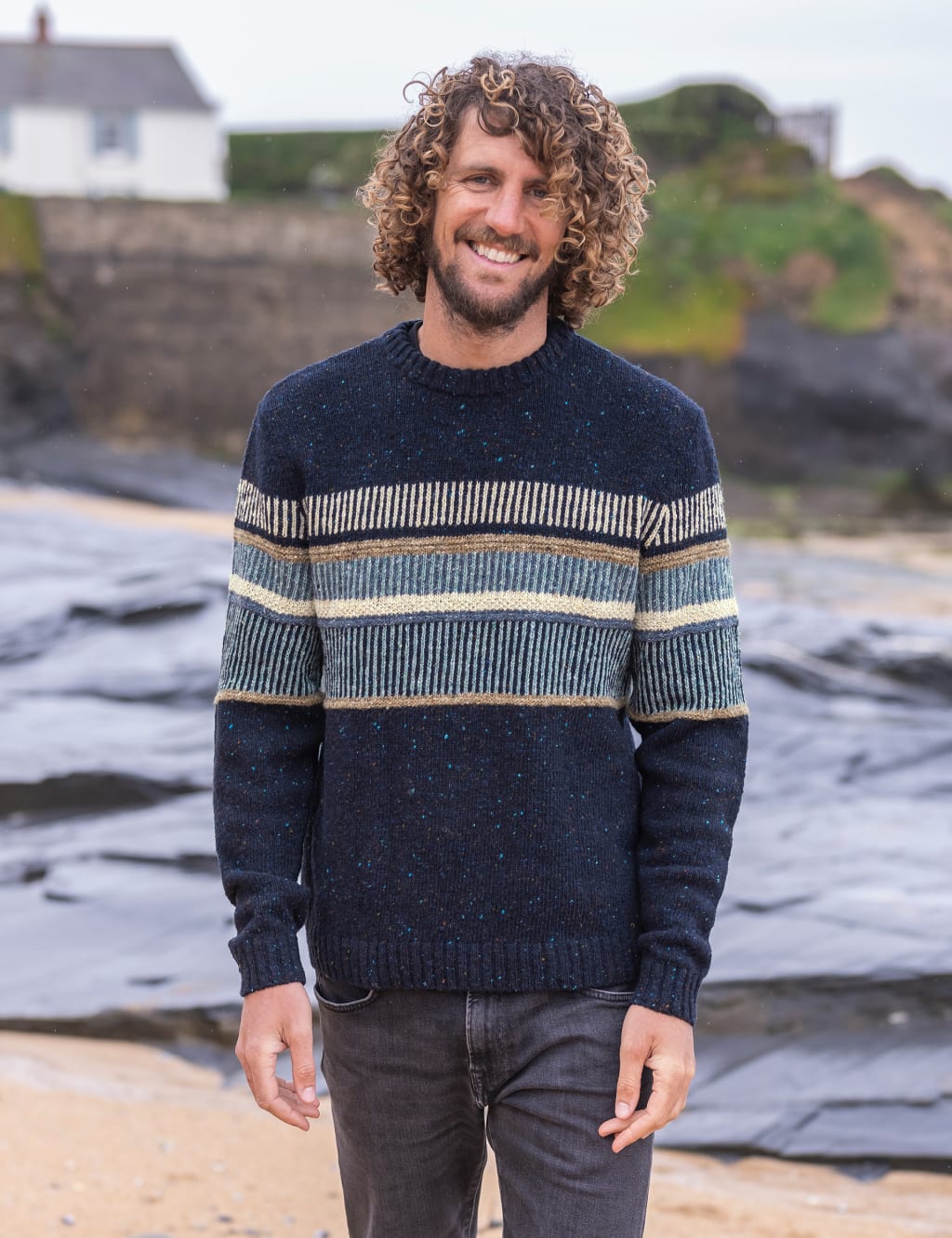 Pure Wool Block Stripe Crew Neck Jumper | Celtic & Co. | M&S