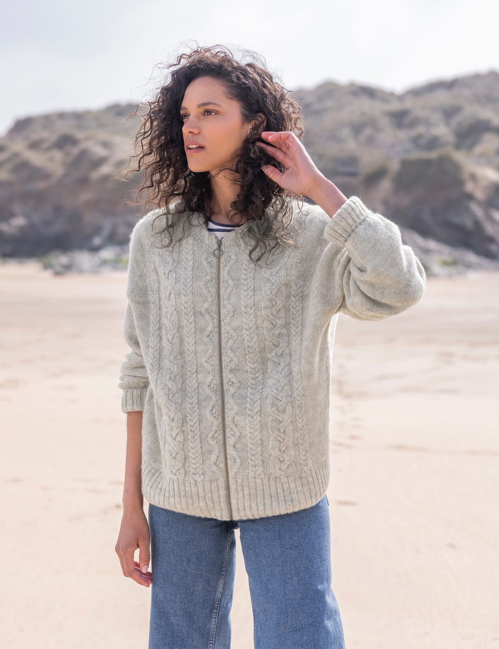 Pure Wool Cable Knit Zip Up Cardigan | Celtic & Co. | M&S