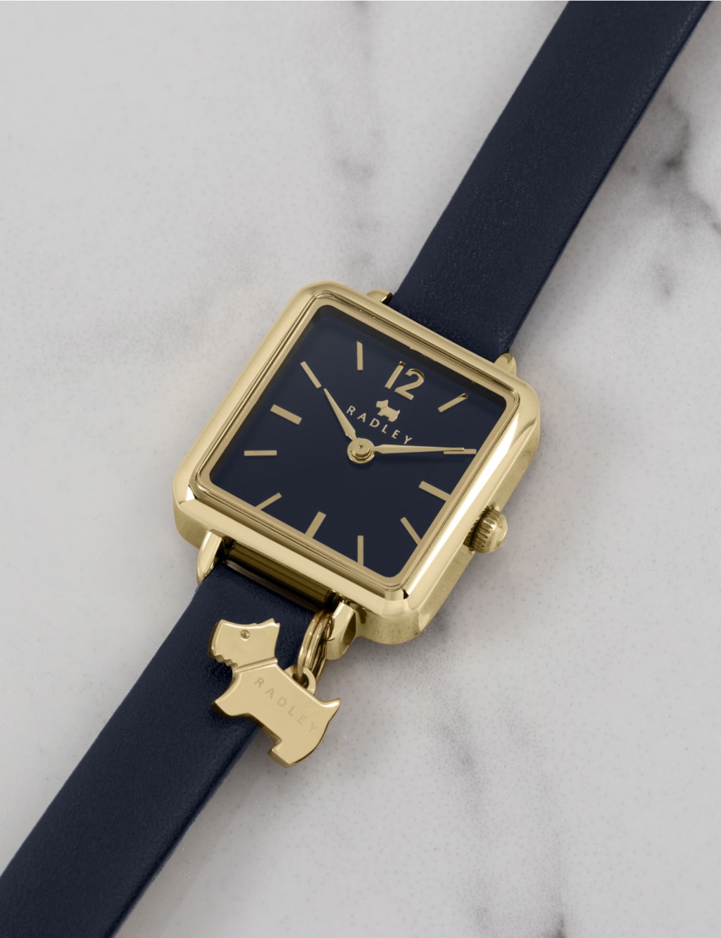 Radley Scottie Dog Charm Blue Leather Watch | Radley | M&S