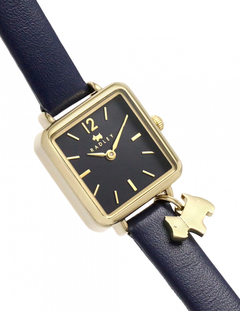 Radley Scottie Dog Charm Blue Leather Watch | Radley | M&S