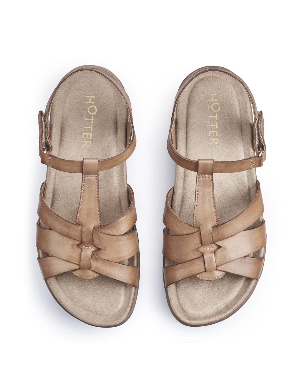 Rainer Regular Fit Leather Riptape Sandals | Hotter | M&S