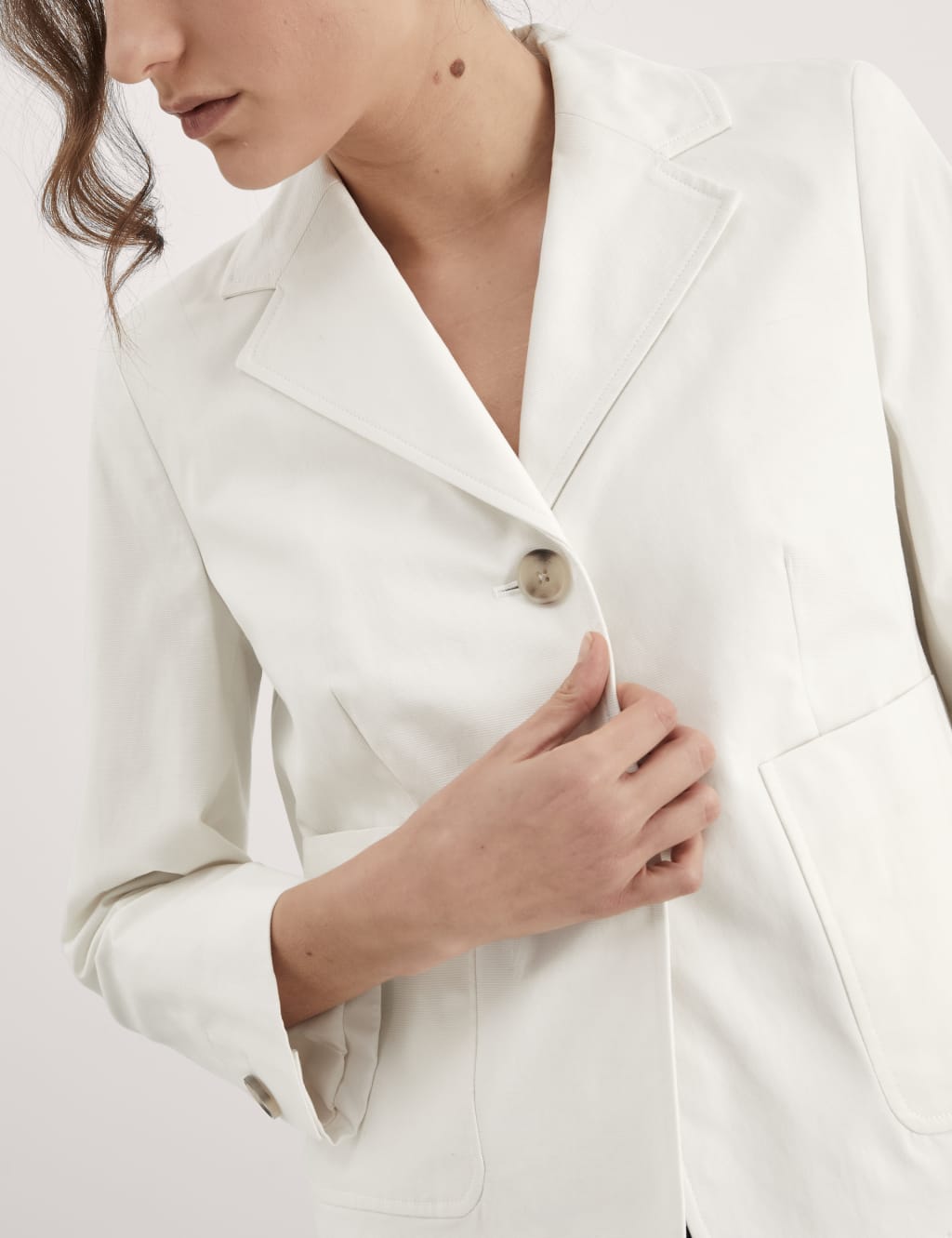 Relaxed Cotton Stretch Cropped Blazer | JAEGER | M&S