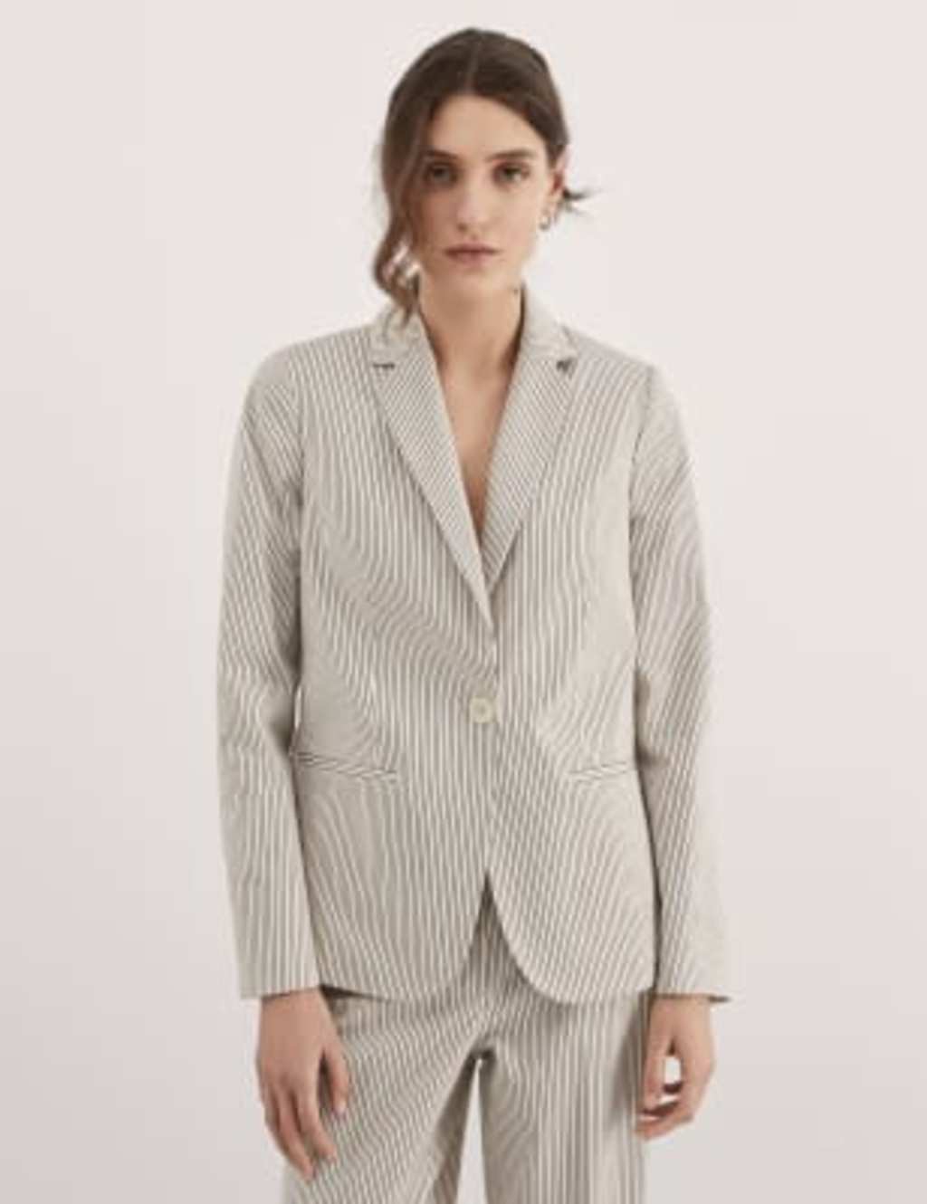 Relaxed Striped Single Breasted Blazer | JAEGER | M&S