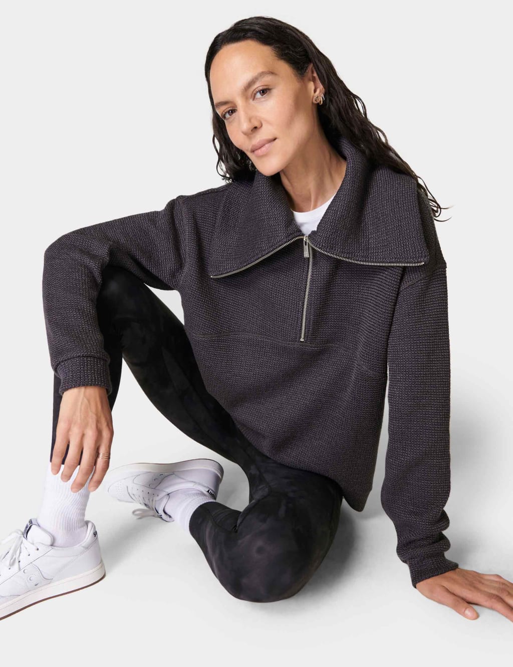 Restful Cotton Rich Half Zip Sweatshirt | Sweaty Betty | M&S