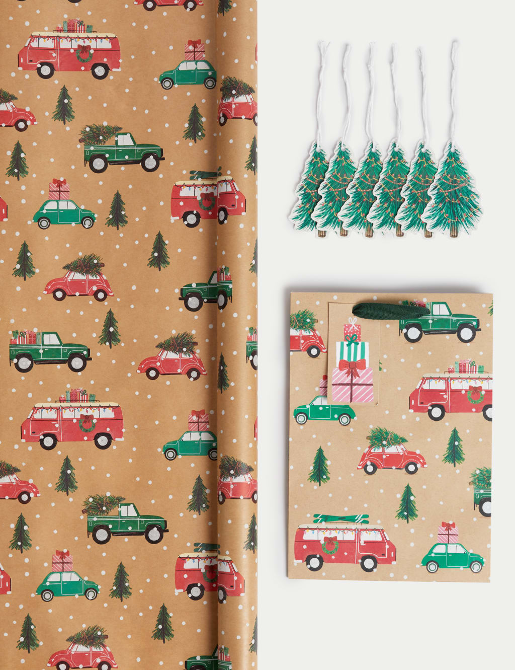 Retro Car 3M Christmas Gift Wrap, Gift Tags & Gift Bag Pack | M&S