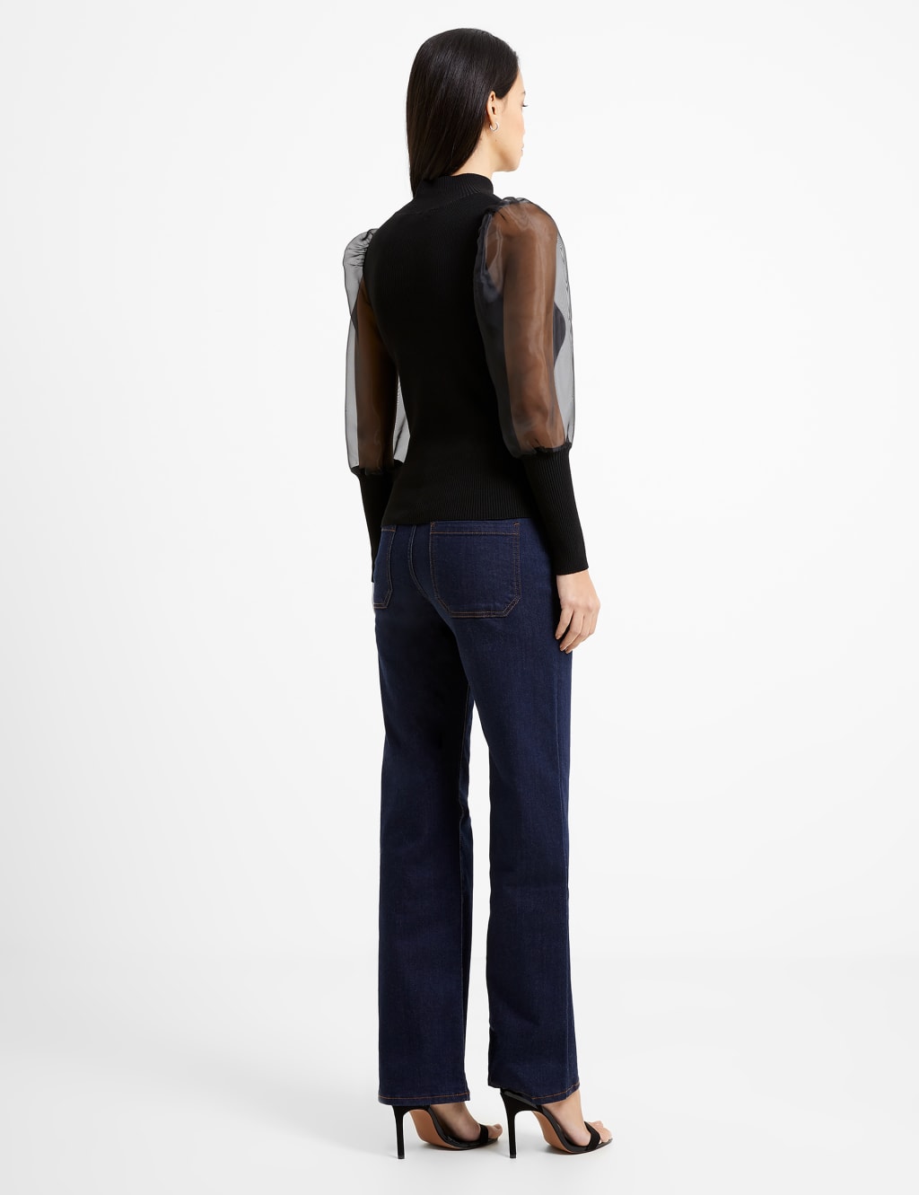Ribbed High Neck Puff Sleeve Top French Connection Mands