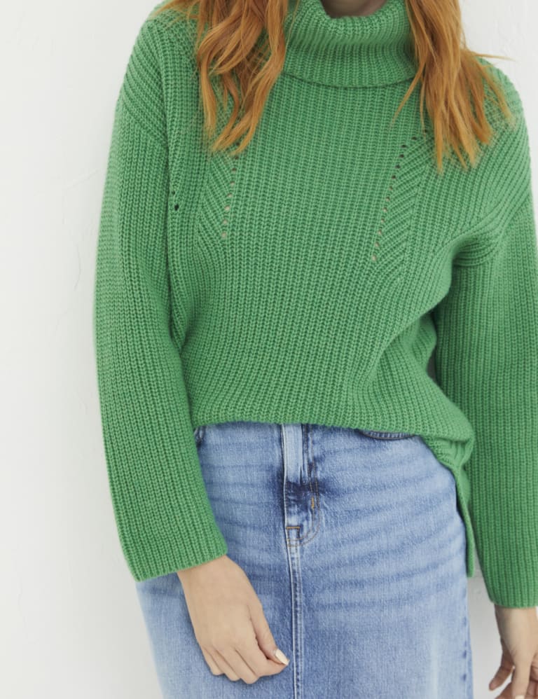 Ribbed Roll Neck Jumper With Wool Fatface Mands