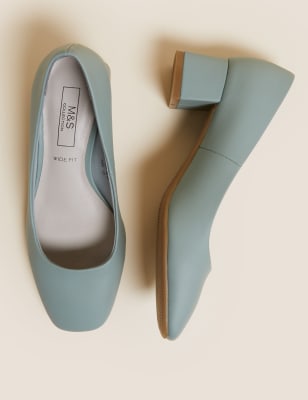 Wide Fit Block Heel Square Toe Shoes
