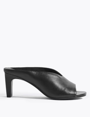 Leather Open Toe Mules