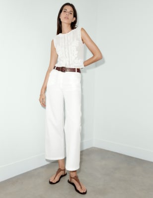 Pure Cotton Sleeveless Mesh Top | M&S JP