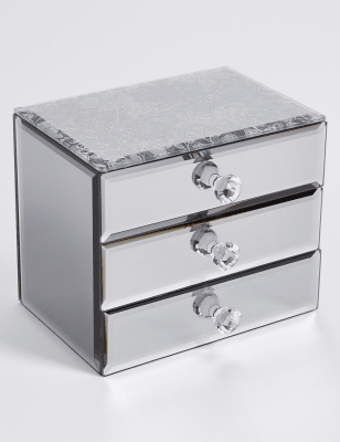 Glitter Diamanté 3 Drawer Jewellery Box | M&S Collection | M&S
