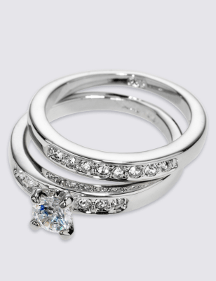 Platinum Plated Diamanté Rings | M&S Collection | M&S