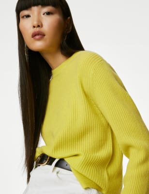 Merino Wool With Cashmere Ribbed Jumper