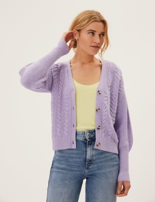 Soft Touch Cable Knit V-Neck Cardigan