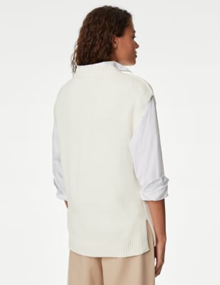 Cotton Rich Knitted Vest with Merino Wool