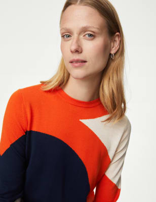 Pure Merino Wool Colour Block Jumper