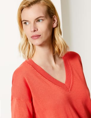 Pure Cotton V-Neck Jumper
