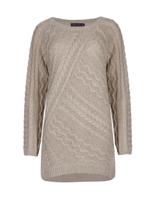 Cable Knit Longline Jumper with Wool | M&S Collection | M&S