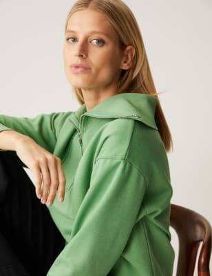 Cotton Rich Collared Zip Up Sweatshirt