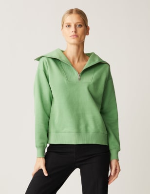 Cotton Rich Collared Zip Up Sweatshirt