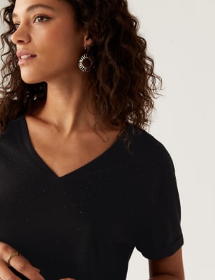 Cotton Modal Blend Embellished T-Shirt