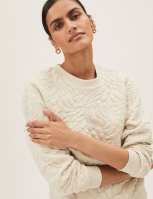 Quilted Long Sleeve Sweatshirt with Cotton