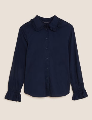Pure Cotton Regular Fit Frill Detail Shirt