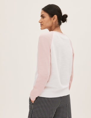 Pure Cotton Colour Block Sweatshirt