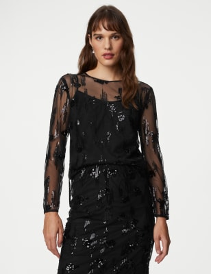 Mesh Embellished Top