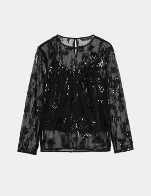 Mesh Embellished Top