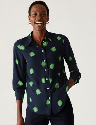 Printed Collared Long Sleeve Shirt