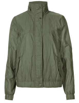 Hooded Metallic Bomber Jacket with Stormwear™ | M&S Collection | M&S
