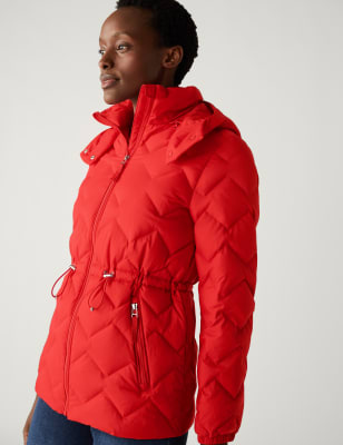 Feather & Down Quilted Hooded Puffer Jacket