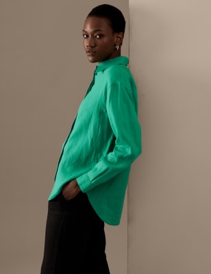 Pure Irish Linen Collared Relaxed Shirt