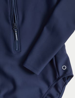 Long Sleeve Zip Up High Neck Swimsuit