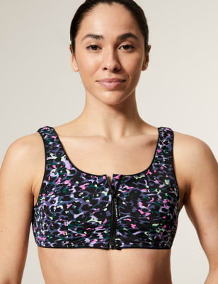 Print Zip Up Bikini Top