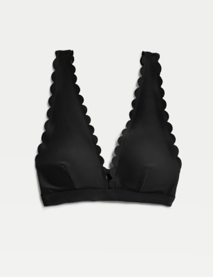 Neoprene Padded Scallop Plunge Bikini Top | M&S MY