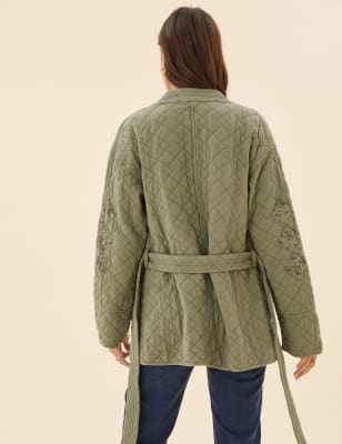 Printed Quilted Longline Jacket