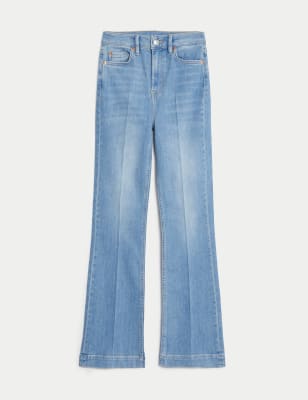 High Waisted Crease Front Slim Flare Jeans | M&S Collection | M&S