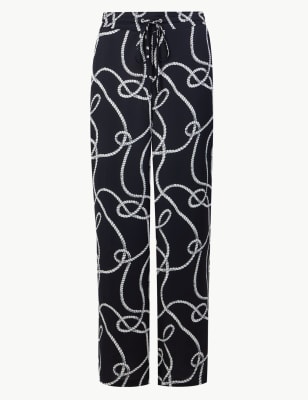 Side Stripe Printed Wide Leg Trousers | M&S Collection | M&S