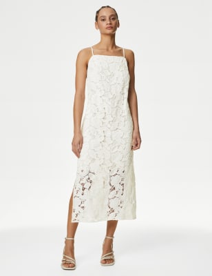 Cotton Rich Embroidered Square Neck Dress