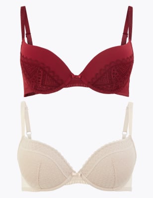 2 Pack Lace Push-Up Plunge Bras